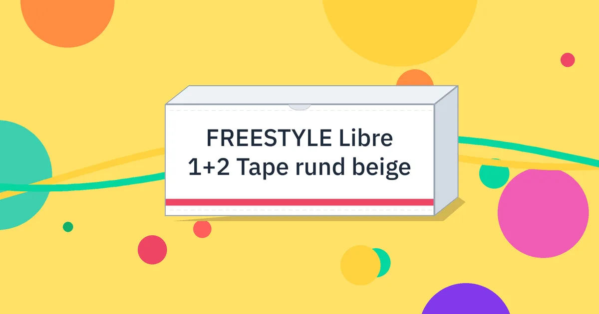 Symbolbild: Packung mit der Aufschrift FREESTYLE Libre 1+2 Tape rund beige (PZN 18177420) – Verfügbarkeit und Bezug in Apotheken in Frankfurt am Main