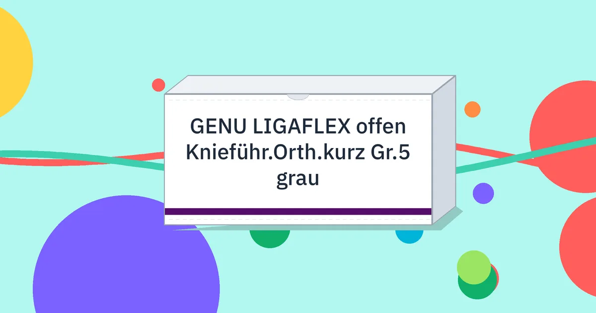 Symbolbild: Packung mit der Aufschrift GENU LIGAFLEX offen Knieführ.Orth.kurz Gr.5 grau (PZN 13980307) – Verfügbarkeit und Bezug in Apotheken in Frankfurt am Main