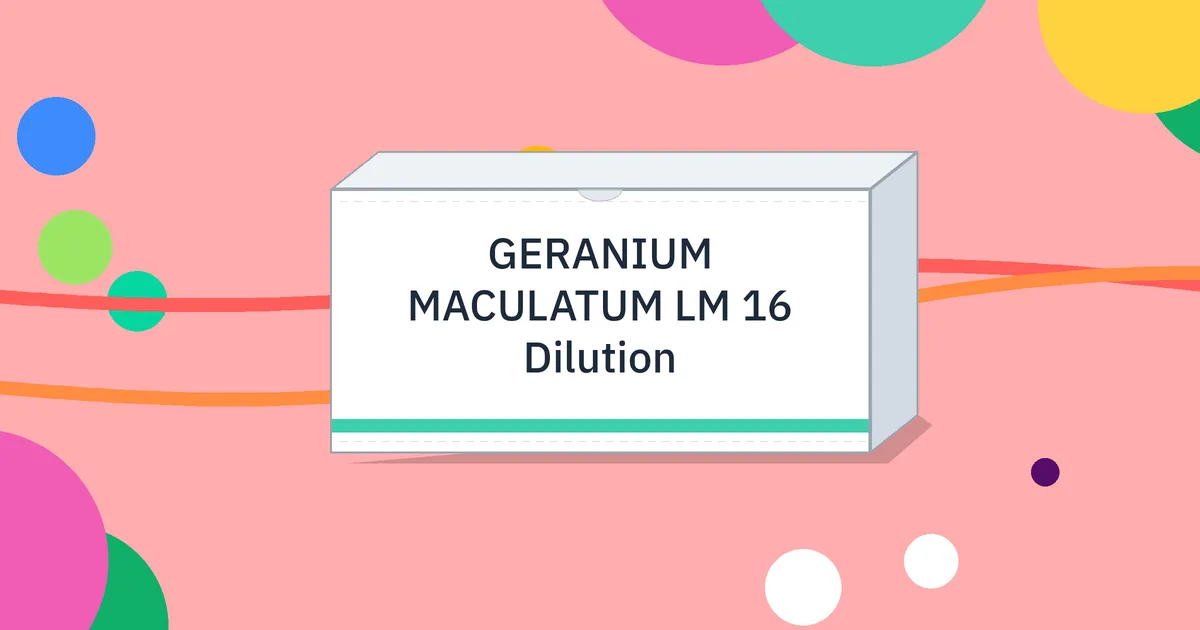 Symbolbild: Packung mit der Aufschrift GERANIUM MACULATUM LM 16 Dilution (PZN 12876720) – Verfügbarkeit und Bezug in Apotheken in Frankfurt am Main