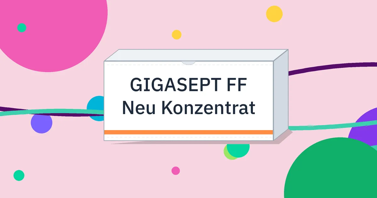 Symbolbild: Packung mit der Aufschrift GIGASEPT FF Neu Konzentrat (PZN 05963915) – Verfügbarkeit und Bezug in Apotheken in Frankfurt am Main