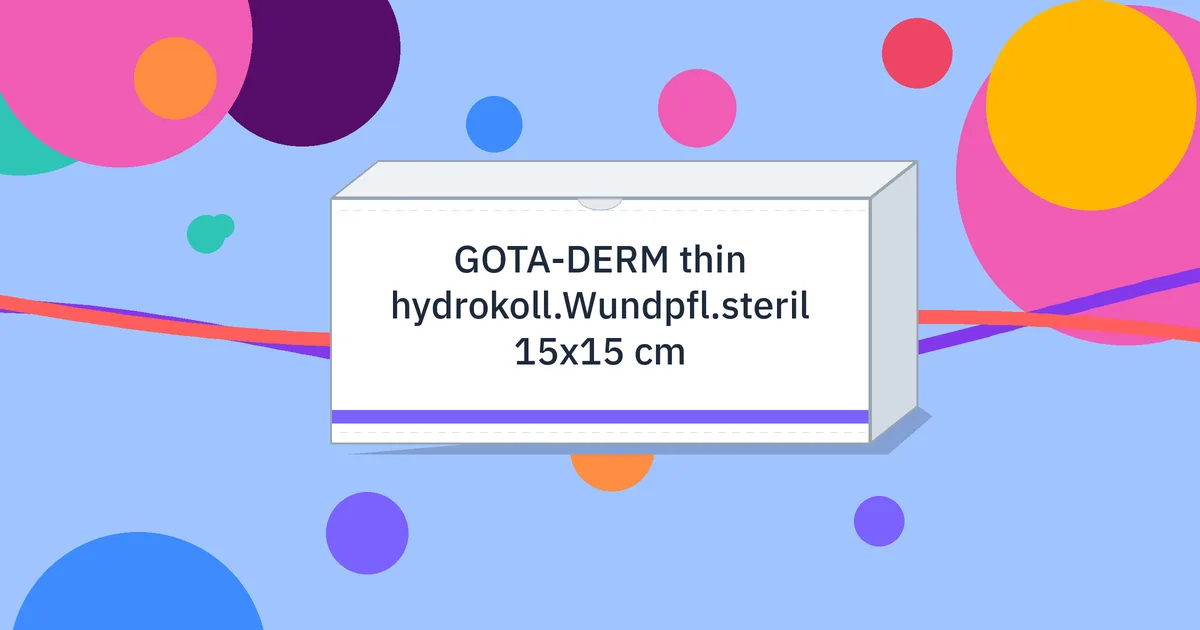 Symbolbild: Packung mit der Aufschrift GOTA-DERM thin hydrokoll.Wundpfl.steril 15x15 cm (PZN 00166545) – Verfügbarkeit und Bezug in Apotheken in Frankfurt am Main