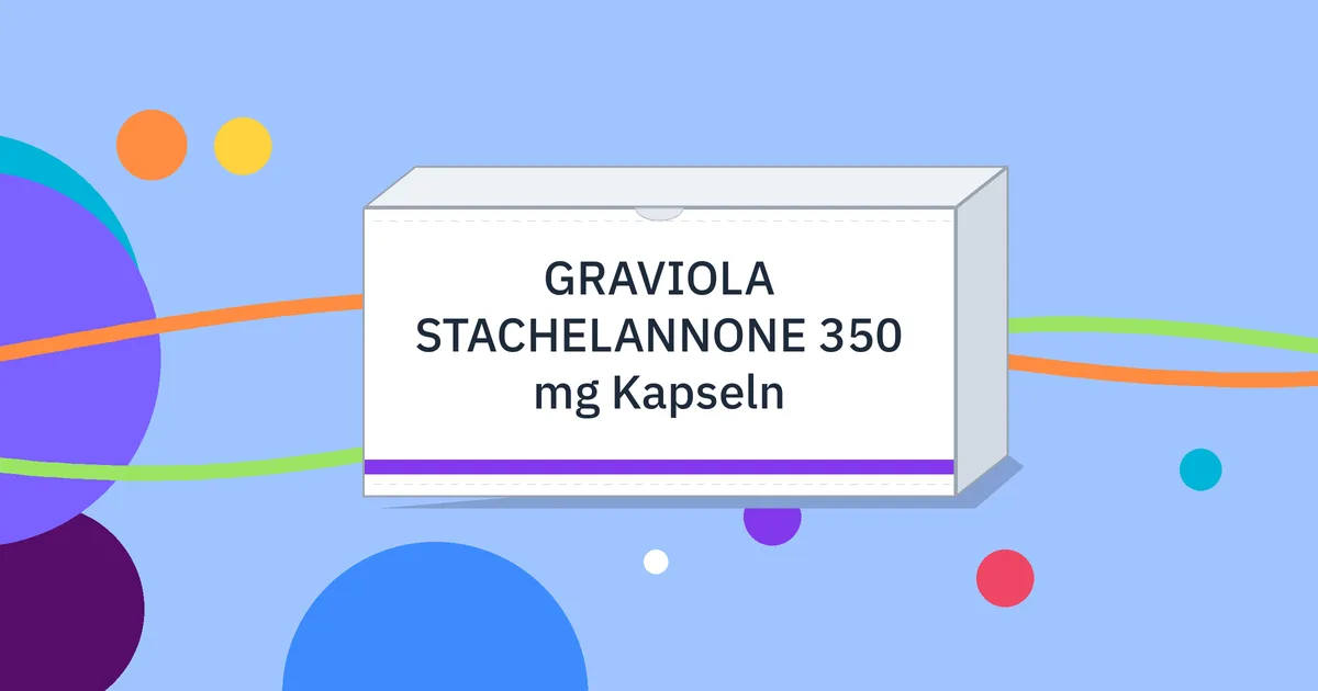 Symbolbild: Packung mit der Aufschrift GRAVIOLA STACHELANNONE 350 mg Kapseln (PZN 19642706) – Verfügbarkeit und Bezug in Apotheken in Frankfurt am Main