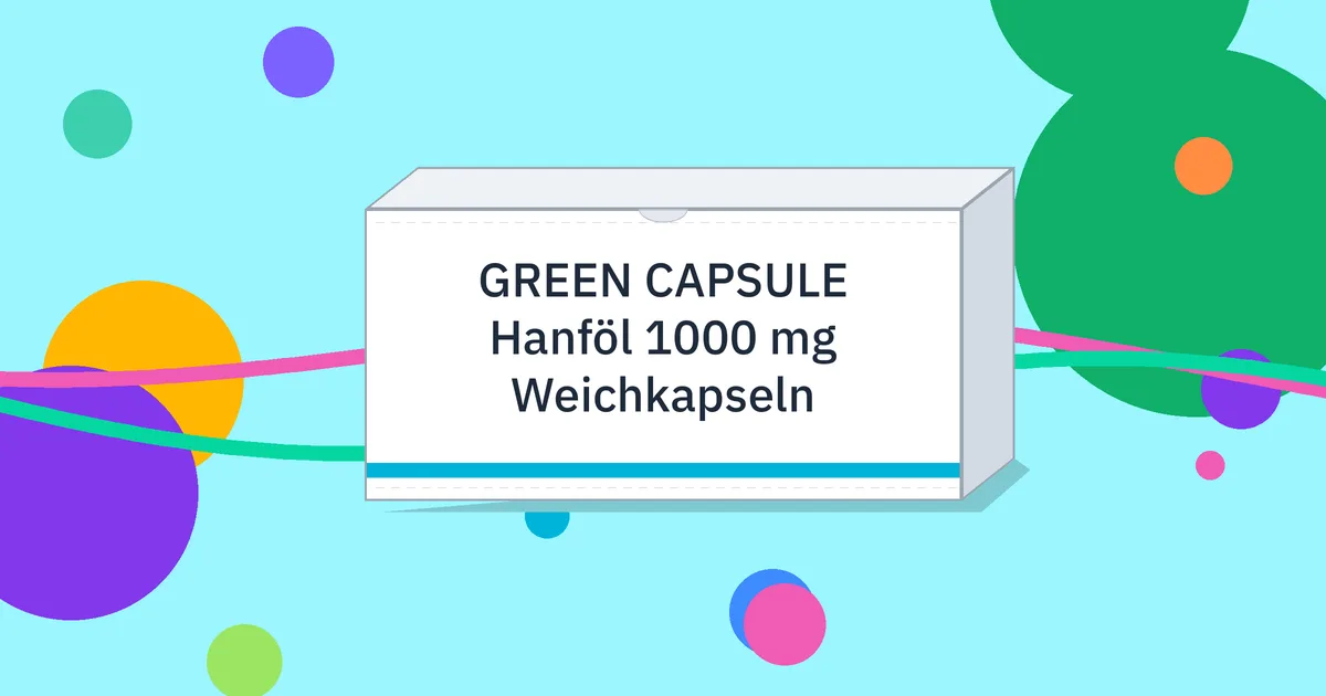 Symbolbild: Packung mit der Aufschrift GREEN CAPSULE Hanföl 1000 mg Weichkapseln (PZN 18243105) – Verfügbarkeit und Bezug in Apotheken in Frankfurt am Main