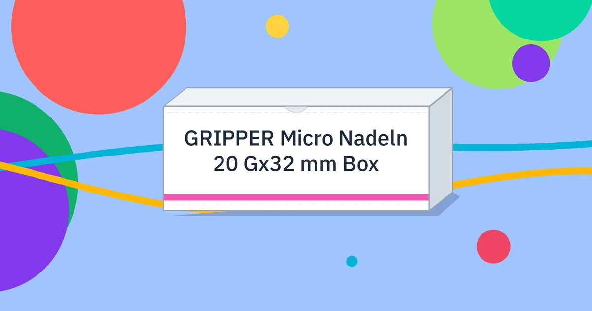 Symbolbild: Packung mit der Aufschrift GRIPPER Micro Nadeln 20 Gx32 mm Box (PZN 07526277) – Verfügbarkeit und Bezug in Apotheken in Frankfurt am Main