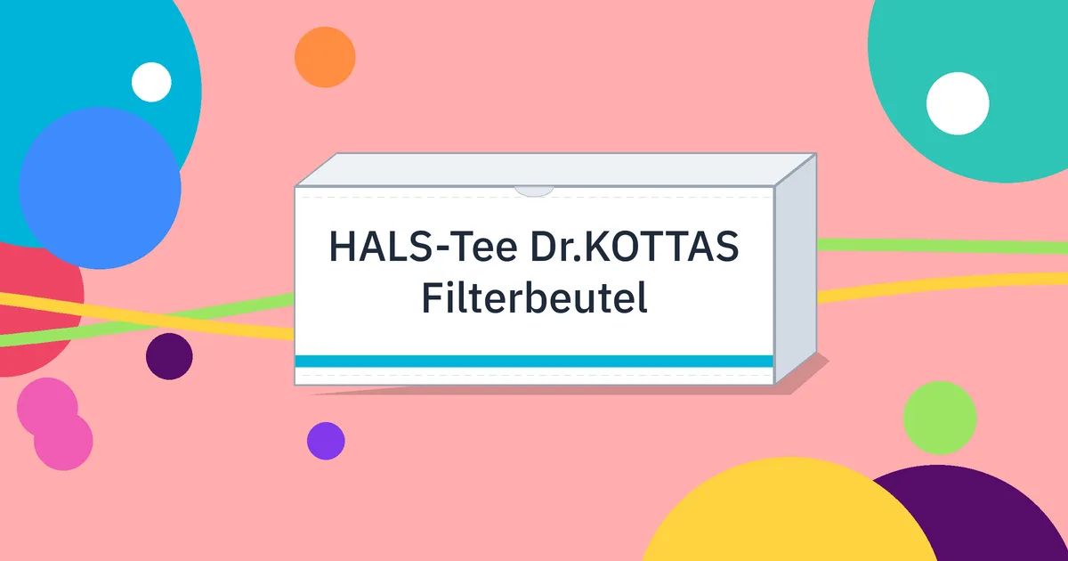Symbolbild: Packung mit der Aufschrift HALS-Tee Dr.KOTTAS Filterbeutel (PZN 18231220) – Verfügbarkeit und Bezug in Apotheken in Frankfurt am Main