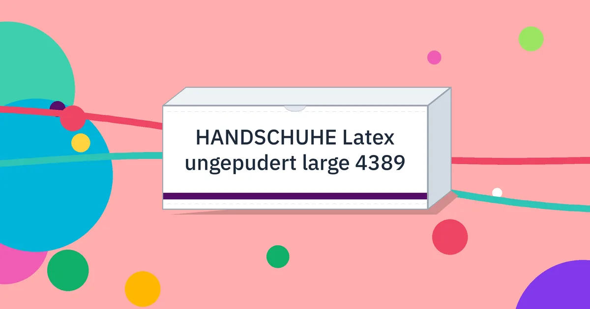 Symbolbild: Packung mit der Aufschrift HANDSCHUHE Latex ungepudert large 4389 (PZN 00623830) – Verfügbarkeit und Bezug in Apotheken in Frankfurt am Main