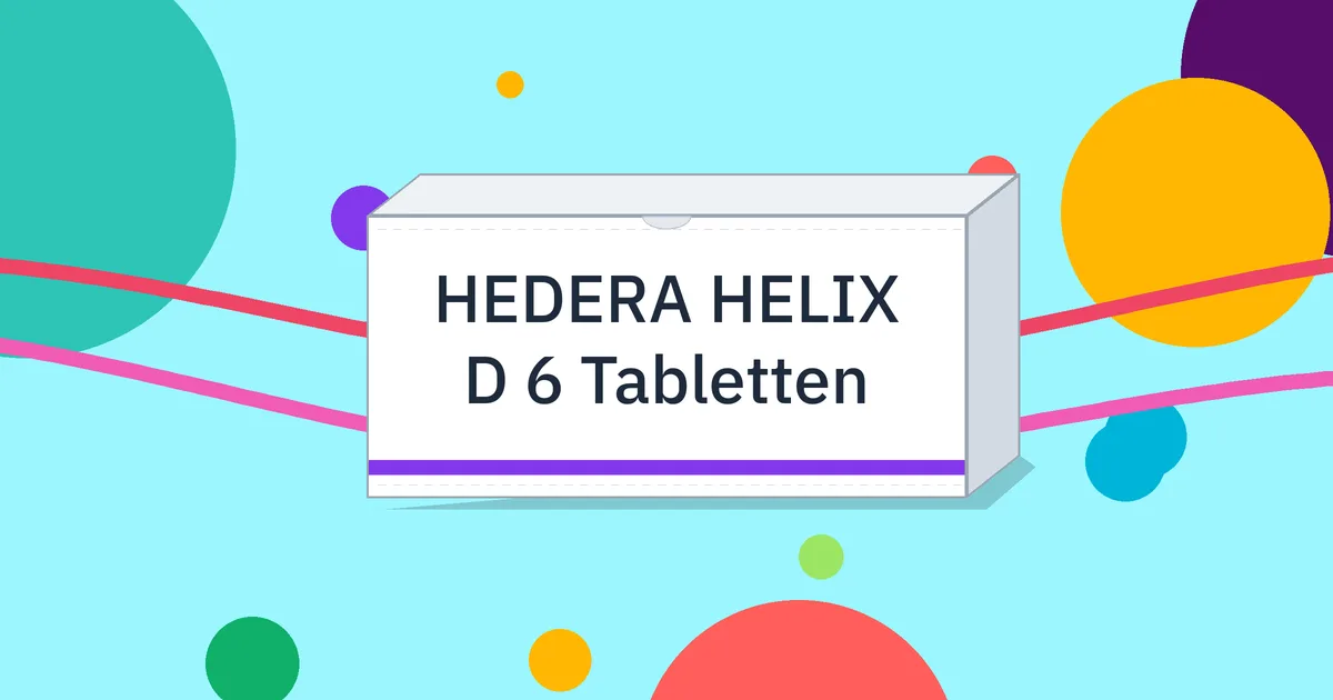 Symbolbild: Packung mit der Aufschrift HEDERA HELIX D 6 Tabletten (PZN 02631199) – Verfügbarkeit und Bezug in Apotheken in Frankfurt am Main