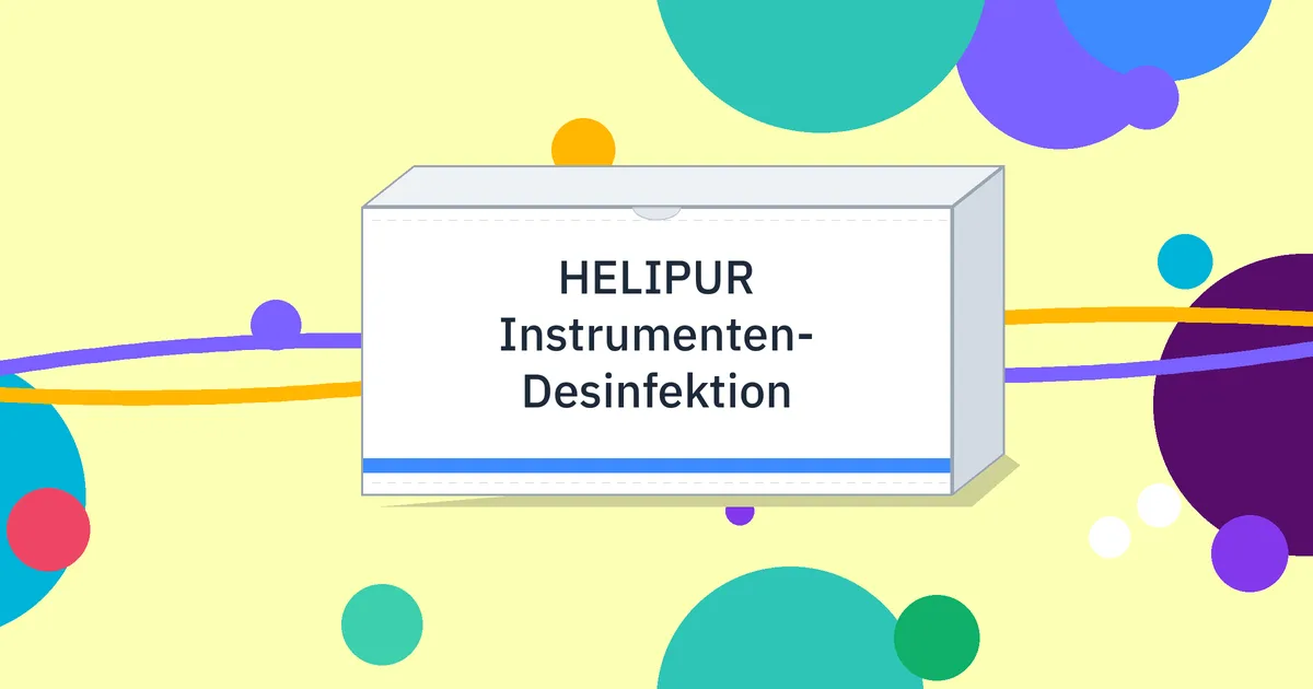 Symbolbild: Packung mit der Aufschrift HELIPUR Instrumenten-Desinfektion (PZN 04498557) – Verfügbarkeit und Bezug in Apotheken in Frankfurt am Main