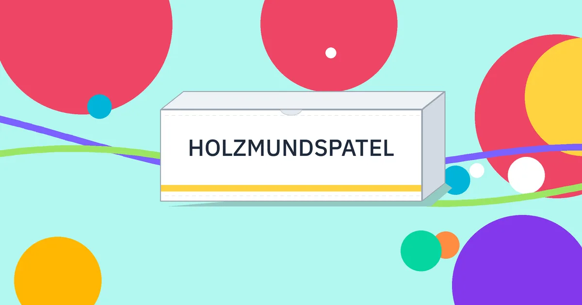 Symbolbild: Packung mit der Aufschrift HOLZMUNDSPATEL (PZN 07768230) – Verfügbarkeit und Bezug in Apotheken in Frankfurt am Main