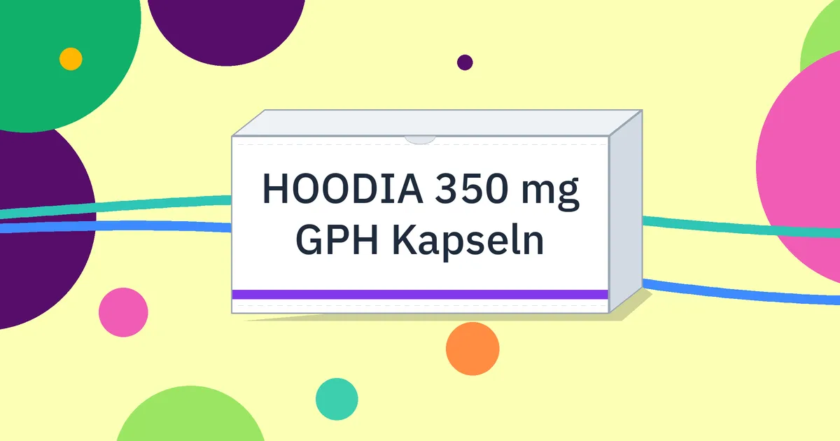 Symbolbild: Packung mit der Aufschrift HOODIA 350 mg GPH Kapseln (PZN 10259242) – Verfügbarkeit und Bezug in Apotheken in Frankfurt am Main