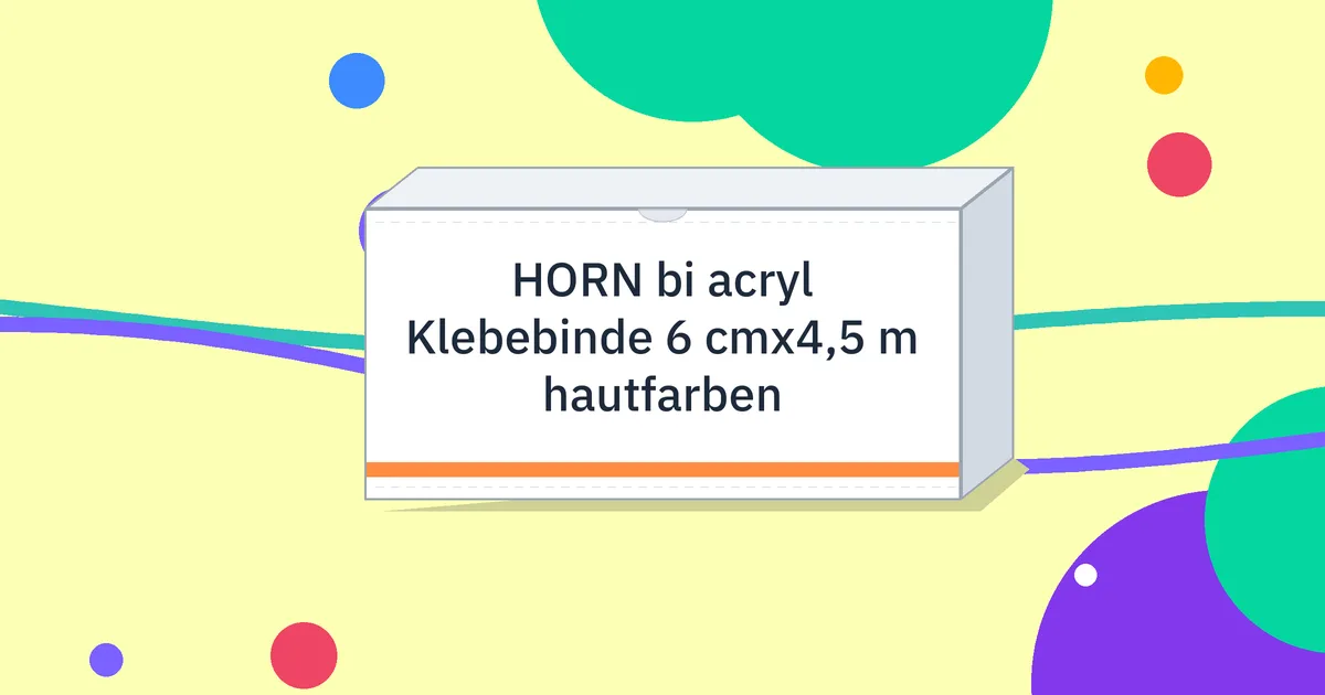 Symbolbild: Packung mit der Aufschrift HORN bi acryl Klebebinde 6 cmx4,5 m hautfarben (PZN 03570005) – Verfügbarkeit und Bezug in Apotheken in Frankfurt am Main