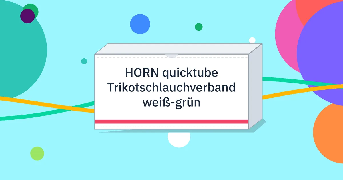 Symbolbild: Packung mit der Aufschrift HORN quicktube Trikotschlauchverband weiß-grün (PZN 04667735) – Verfügbarkeit und Bezug in Apotheken in Frankfurt am Main