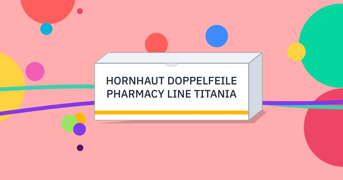 Symbolbild: Packung mit der Aufschrift HORNHAUT DOPPELFEILE PHARMACY LINE TITANIA (PZN 13887022) – Verfügbarkeit und Bezug in Apotheken in Frankfurt am Main