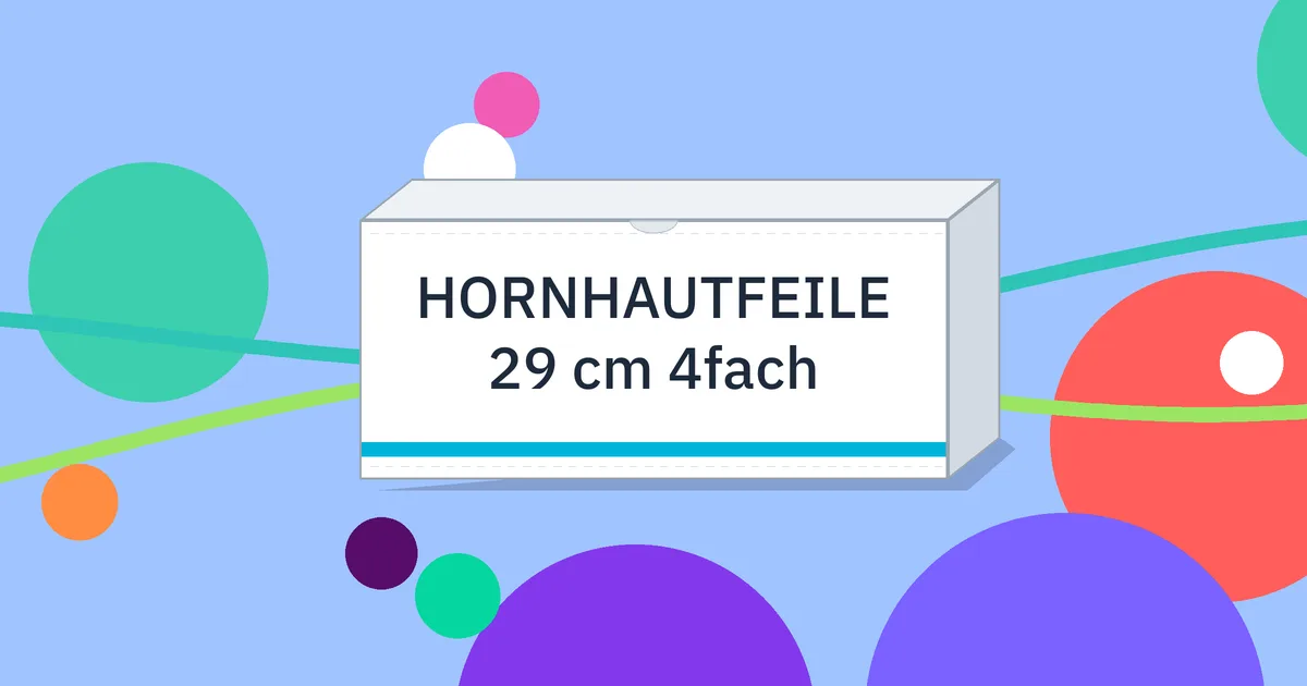 Symbolbild: Packung mit der Aufschrift HORNHAUTFEILE 29 cm 4fach (PZN 17288519) – Verfügbarkeit und Bezug in Apotheken in Frankfurt am Main