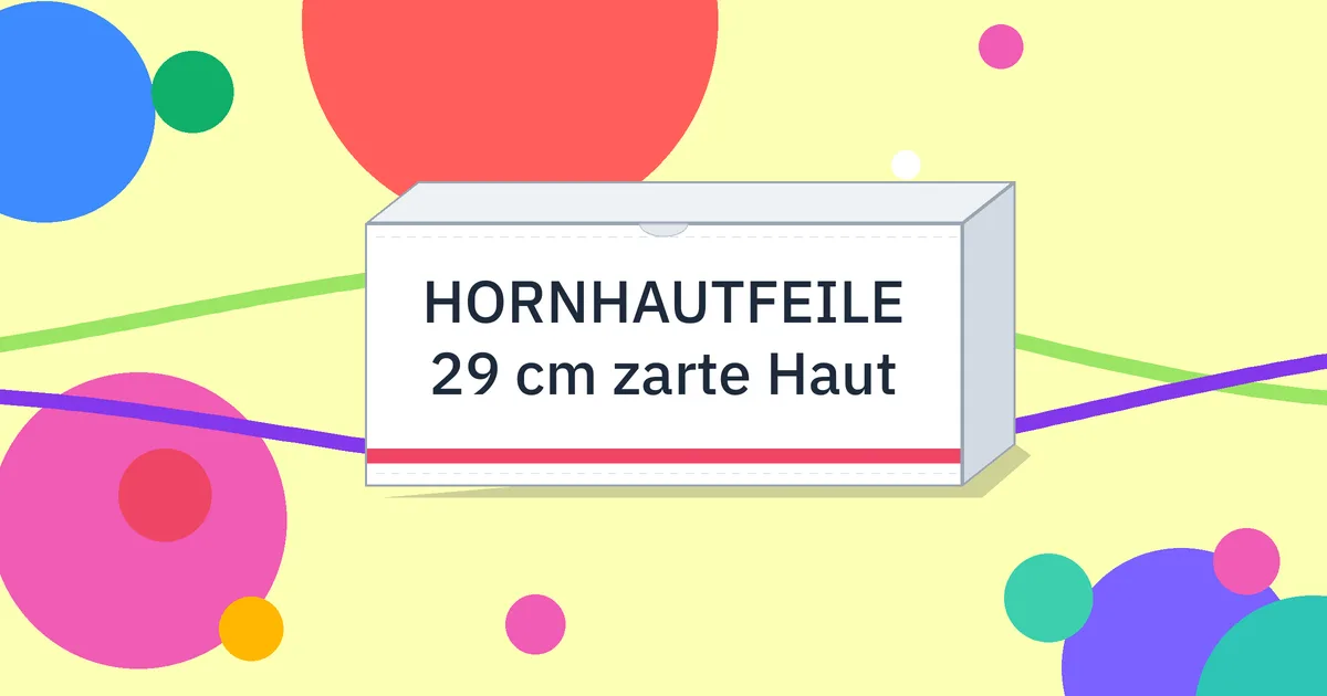 Symbolbild: Packung mit der Aufschrift HORNHAUTFEILE 29 cm zarte Haut (PZN 17288502) – Verfügbarkeit und Bezug in Apotheken in Frankfurt am Main