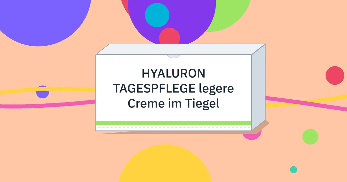 Symbolbild: Packung mit der Aufschrift HYALURON TAGESPFLEGE legere Creme im Tiegel (PZN 14175418) – Verfügbarkeit und Bezug in Apotheken in Frankfurt am Main
