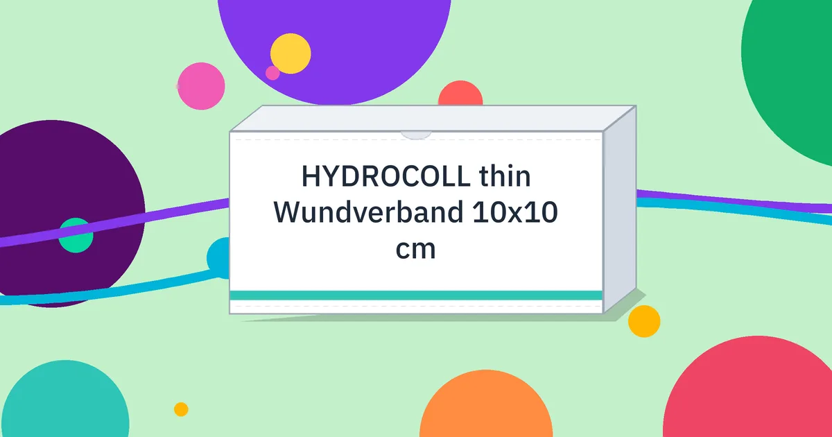 Symbolbild: Packung mit der Aufschrift HYDROCOLL thin Wundverband 10x10 cm (PZN 18127623) – Verfügbarkeit und Bezug in Apotheken in Frankfurt am Main