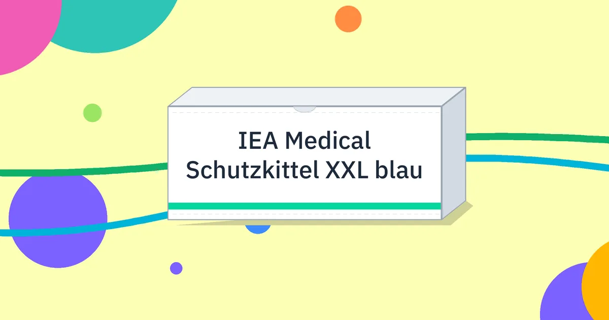 Symbolbild: Packung mit der Aufschrift IEA Medical Schutzkittel XXL blau (PZN 18676287) – Verfügbarkeit und Bezug in Apotheken in Frankfurt am Main
