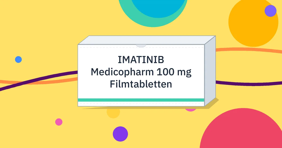 Symbolbild: Packung mit der Aufschrift IMATINIB Medicopharm 100 mg Filmtabletten (PZN 12372830) – Verfügbarkeit und Bezug in Apotheken in Frankfurt am Main