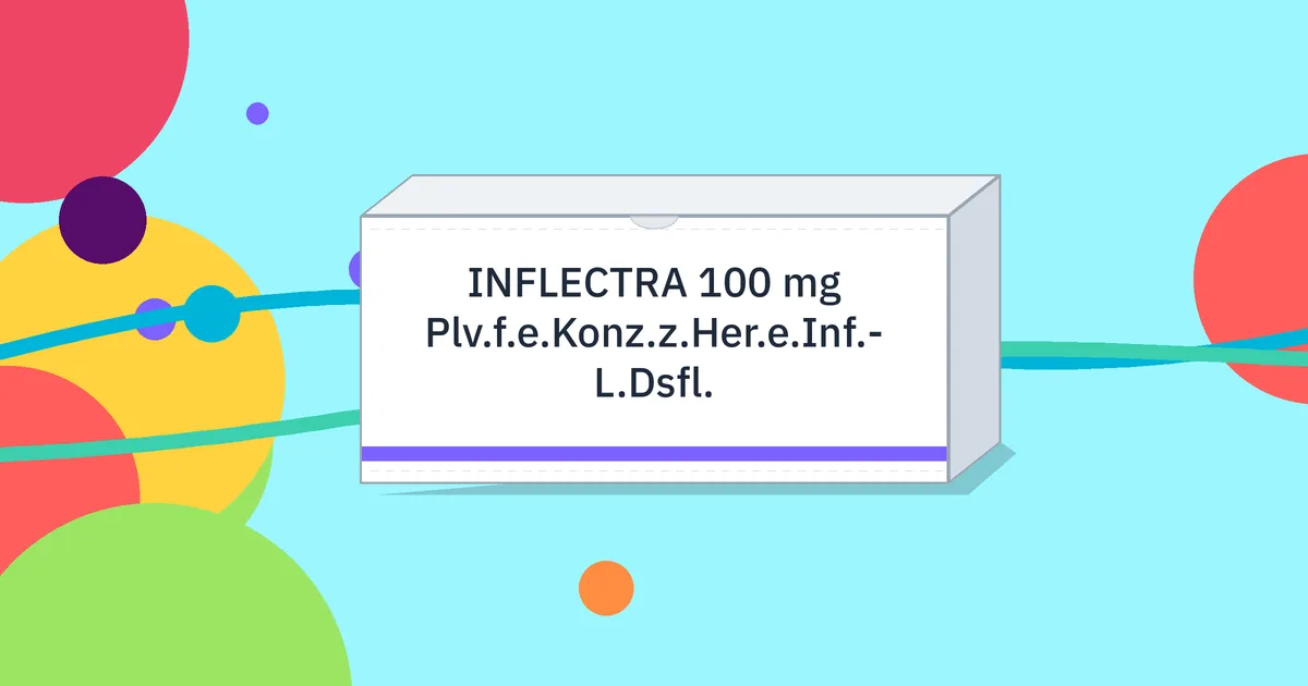 Symbolbild: Packung mit der Aufschrift INFLECTRA 100 mg Plv.f.e.Konz.z.Her.e.Inf.-L.Dsfl. (PZN 10315727) – Verfügbarkeit und Bezug in Apotheken in Frankfurt am Main