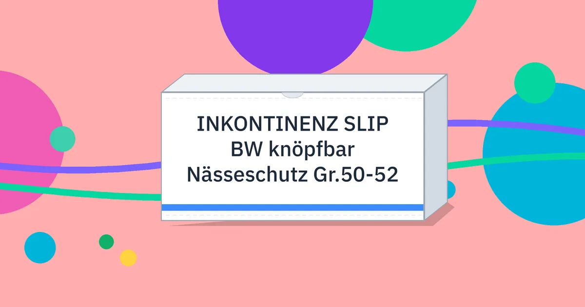 Symbolbild: Packung mit der Aufschrift INKONTINENZ SLIP BW knöpfbar Nässeschutz Gr.50-52 (PZN 10245990) – Verfügbarkeit und Bezug in Apotheken in Frankfurt am Main
