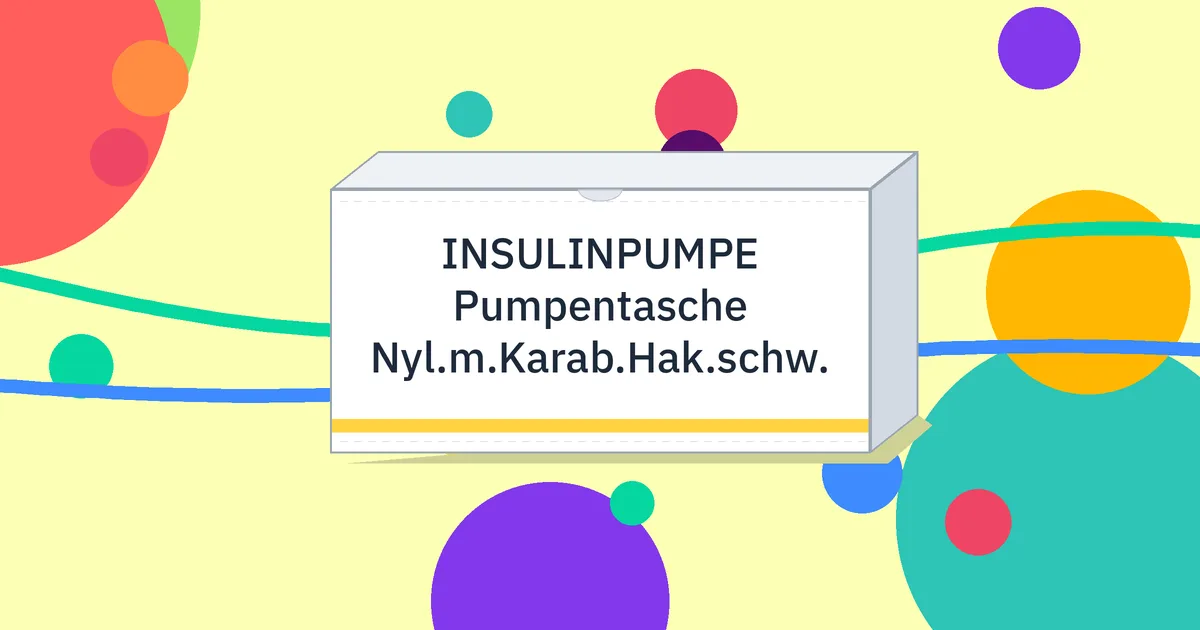 Symbolbild: Packung mit der Aufschrift INSULINPUMPE Pumpentasche Nyl.m.Karab.Hak.schw. (PZN 00637625) – Verfügbarkeit und Bezug in Apotheken in Frankfurt am Main