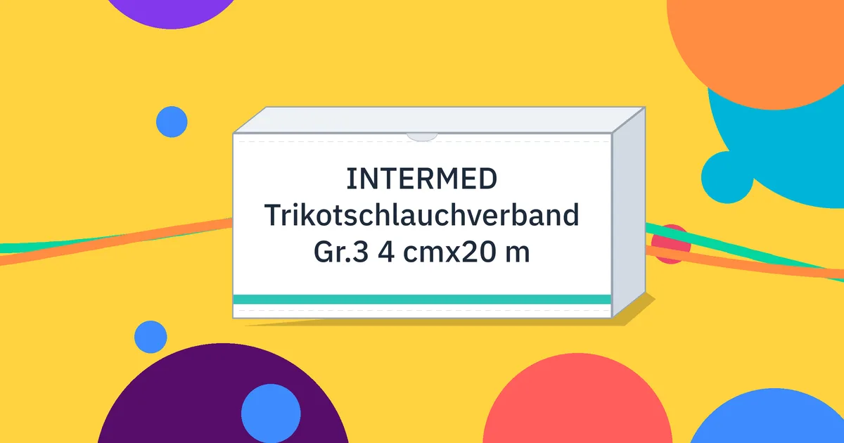Symbolbild: Packung mit der Aufschrift INTERMED Trikotschlauchverband Gr.3 4 cmx20 m (PZN 02605405) – Verfügbarkeit und Bezug in Apotheken in Frankfurt am Main