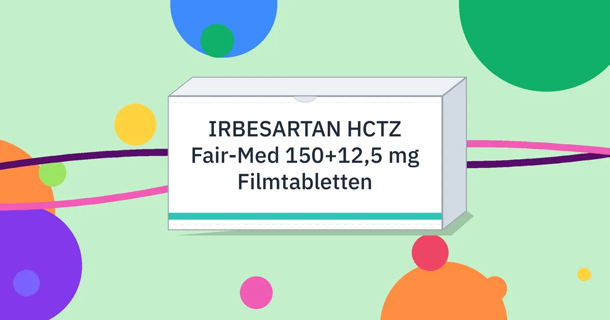 Symbolbild: Packung mit der Aufschrift IRBESARTAN HCTZ Fair-Med 150+12,5 mg Filmtabletten (PZN 14167643) – Verfügbarkeit und Bezug in Apotheken in Frankfurt am Main