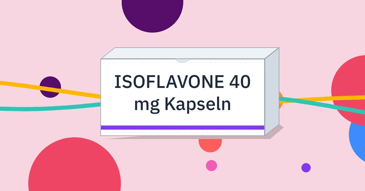 Symbolbild: Packung mit der Aufschrift ISOFLAVONE 40 mg Kapseln (PZN 00647687) – Verfügbarkeit und Bezug in Apotheken in Frankfurt am Main