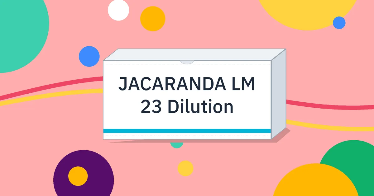 Symbolbild: Packung mit der Aufschrift JACARANDA LM 23 Dilution (PZN 13561527) – Verfügbarkeit und Bezug in Apotheken in Frankfurt am Main