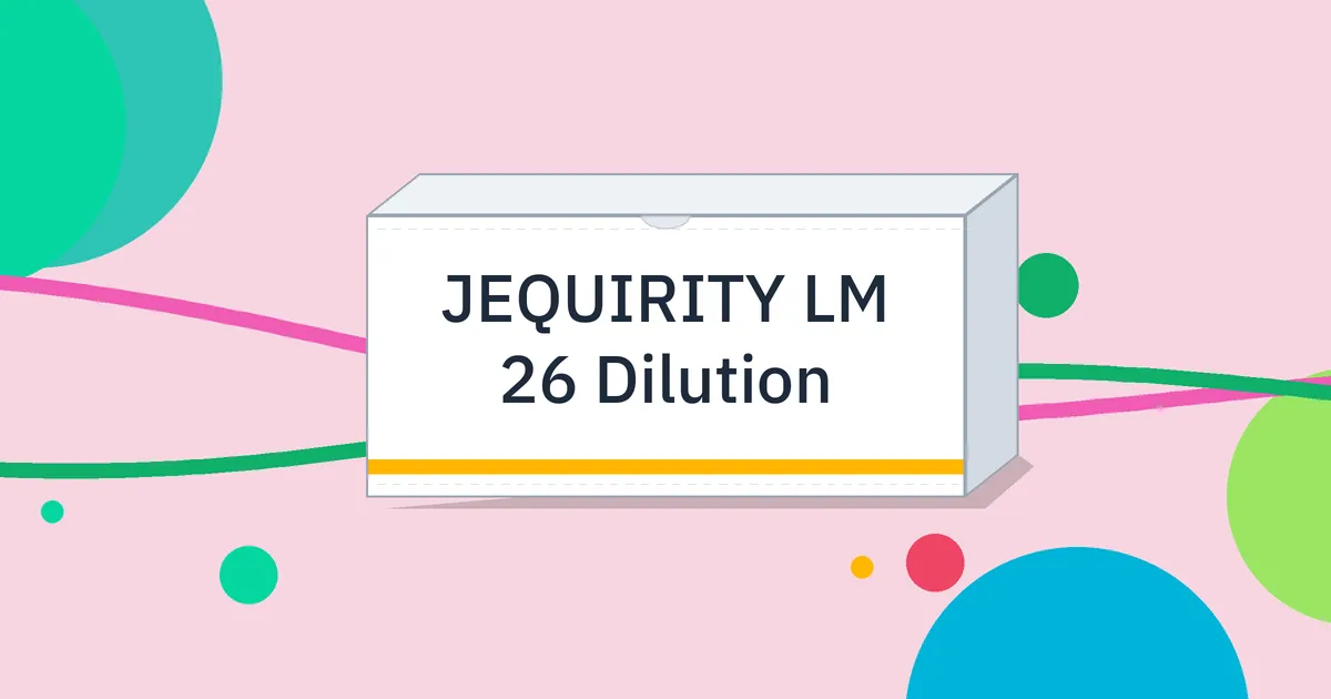 Symbolbild: Packung mit der Aufschrift JEQUIRITY LM 26 Dilution (PZN 13562952) – Verfügbarkeit und Bezug in Apotheken in Frankfurt am Main