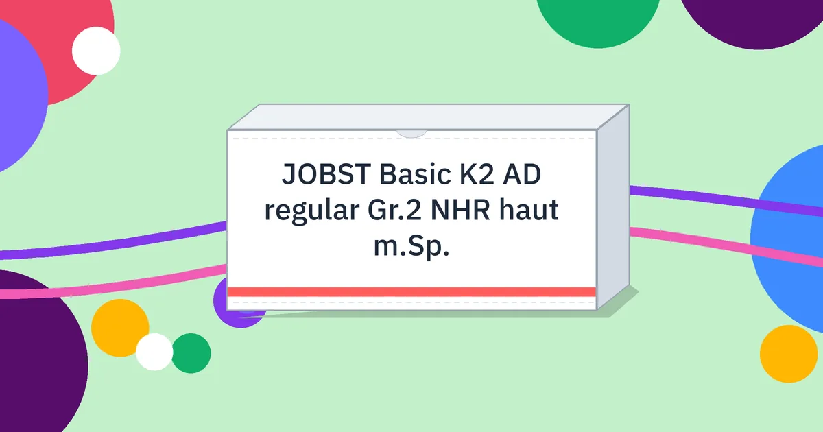 Symbolbild: Packung mit der Aufschrift JOBST Basic K2 AD regular Gr.2 NHR haut m.Sp. (PZN 15312521) – Verfügbarkeit und Bezug in Apotheken in Frankfurt am Main