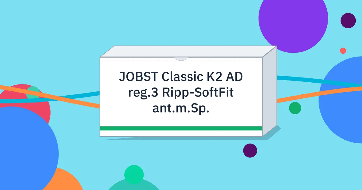 Symbolbild: Packung mit der Aufschrift JOBST Classic K2 AD reg.3 Ripp-SoftFit ant.m.Sp. (PZN 14222218) – Verfügbarkeit und Bezug in Apotheken in Frankfurt am Main