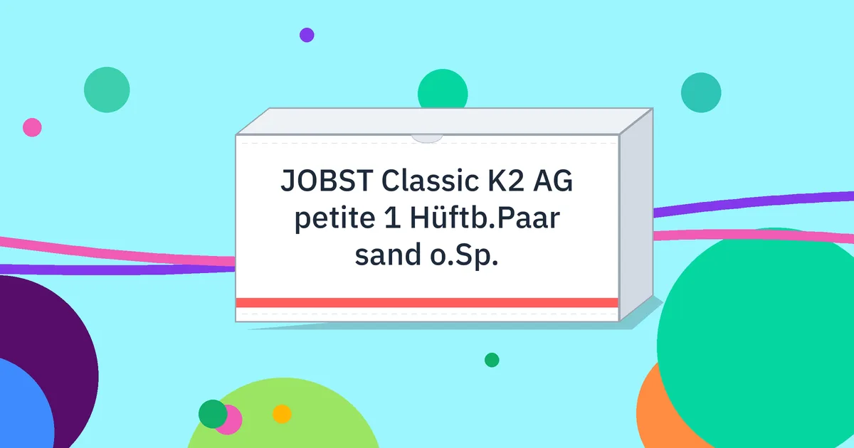 Symbolbild: Packung mit der Aufschrift JOBST Classic K2 AG petite 1 Hüftb.Paar sand o.Sp. (PZN 13065107) – Verfügbarkeit und Bezug in Apotheken in Frankfurt am Main