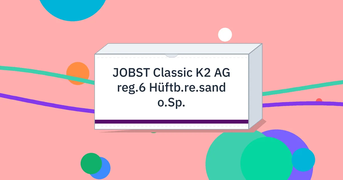 Symbolbild: Packung mit der Aufschrift JOBST Classic K2 AG reg.6 Hüftb.re.sand o.Sp. (PZN 13067402) – Verfügbarkeit und Bezug in Apotheken in Frankfurt am Main