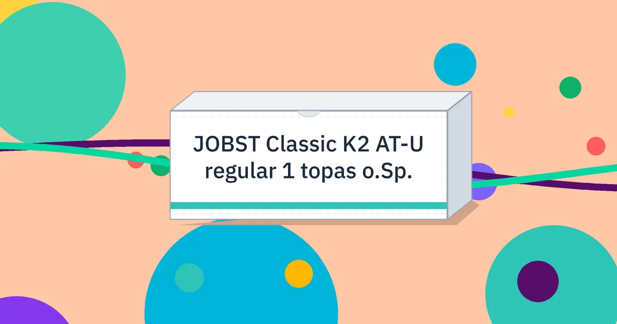 Symbolbild: Packung mit der Aufschrift JOBST Classic K2 AT-U regular 1 topas o.Sp. (PZN 13069708) – Verfügbarkeit und Bezug in Apotheken in Frankfurt am Main