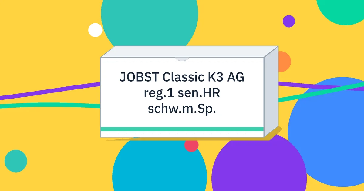 Symbolbild: Packung mit der Aufschrift JOBST Classic K3 AG reg.1 sen.HR schw.m.Sp. (PZN 17957363) – Verfügbarkeit und Bezug in Apotheken in Frankfurt am Main
