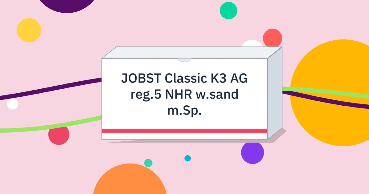 Symbolbild: Packung mit der Aufschrift JOBST Classic K3 AG reg.5 NHR w.sand m.Sp. (PZN 13073584) – Verfügbarkeit und Bezug in Apotheken in Frankfurt am Main