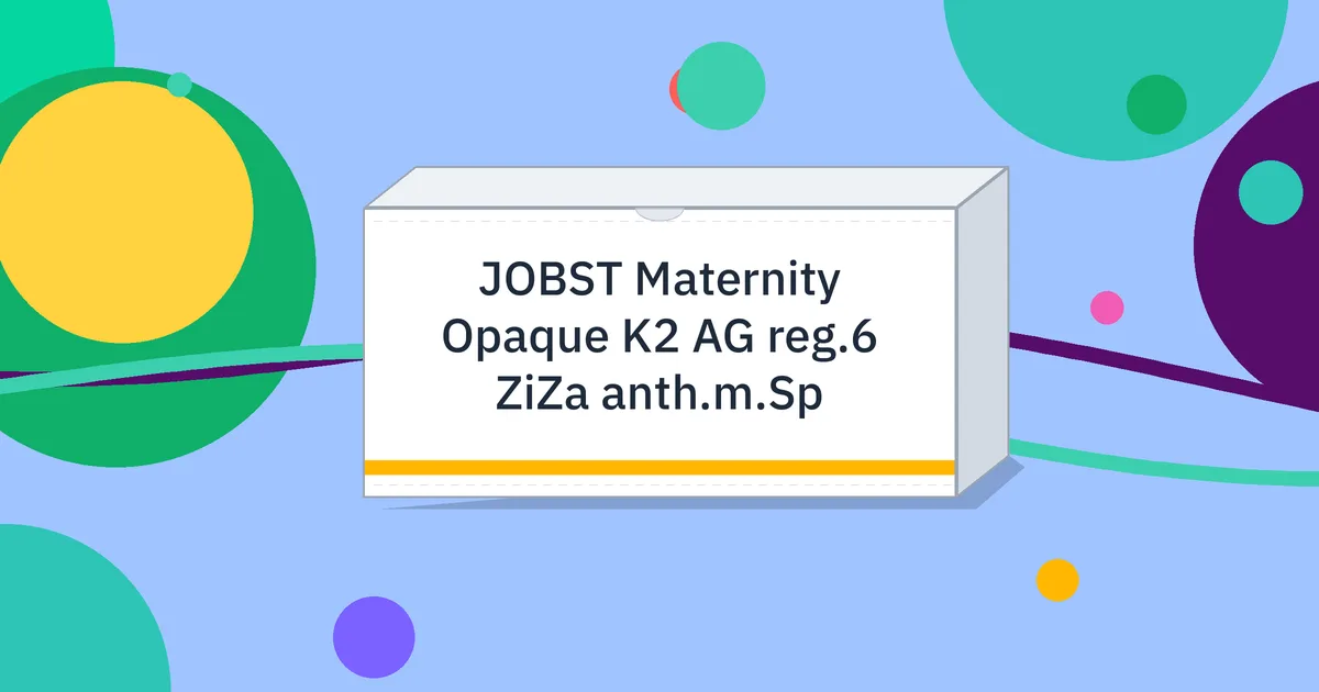 Symbolbild: Packung mit der Aufschrift JOBST Maternity Opaque K2 AG reg.6 ZiZa anth.m.Sp (PZN 15855888) – Verfügbarkeit und Bezug in Apotheken in Frankfurt am Main