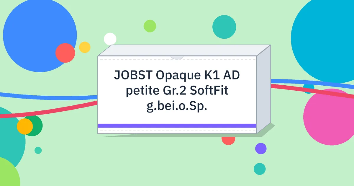 Symbolbild: Packung mit der Aufschrift JOBST Opaque K1 AD petite Gr.2 SoftFit g.bei.o.Sp. (PZN 16263931) – Verfügbarkeit und Bezug in Apotheken in Frankfurt am Main