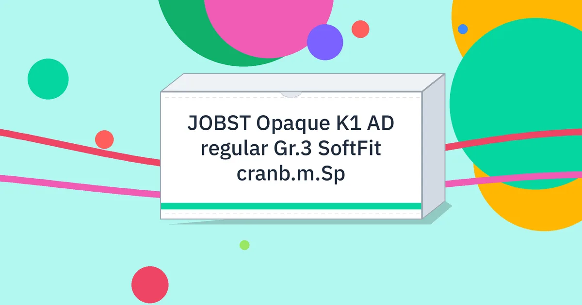 Symbolbild: Packung mit der Aufschrift JOBST Opaque K1 AD regular Gr.3 SoftFit cranb.m.Sp (PZN 13081767) – Verfügbarkeit und Bezug in Apotheken in Frankfurt am Main