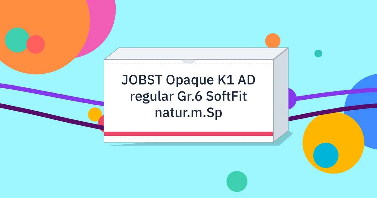 Symbolbild: Packung mit der Aufschrift JOBST Opaque K1 AD regular Gr.6 SoftFit natur.m.Sp (PZN 13081945) – Verfügbarkeit und Bezug in Apotheken in Frankfurt am Main