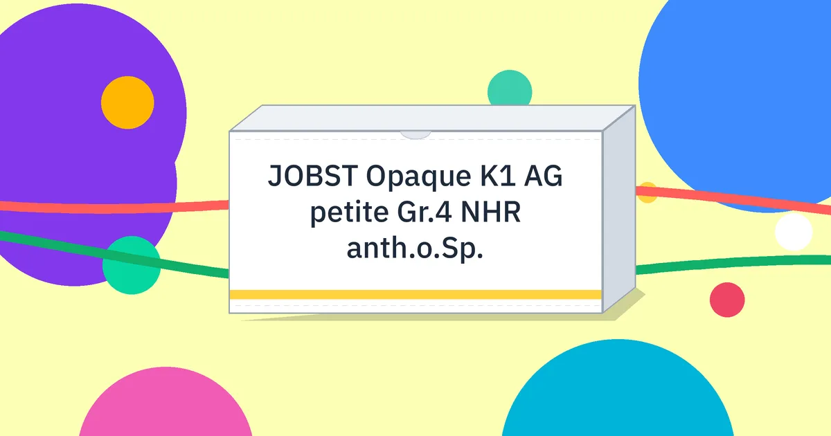 Symbolbild: Packung mit der Aufschrift JOBST Opaque K1 AG petite Gr.4 NHR anth.o.Sp. (PZN 16271439) – Verfügbarkeit und Bezug in Apotheken in Frankfurt am Main