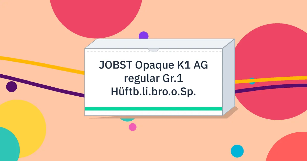 Symbolbild: Packung mit der Aufschrift JOBST Opaque K1 AG regular Gr.1 Hüftb.li.bro.o.Sp. (PZN 13099974) – Verfügbarkeit und Bezug in Apotheken in Frankfurt am Main
