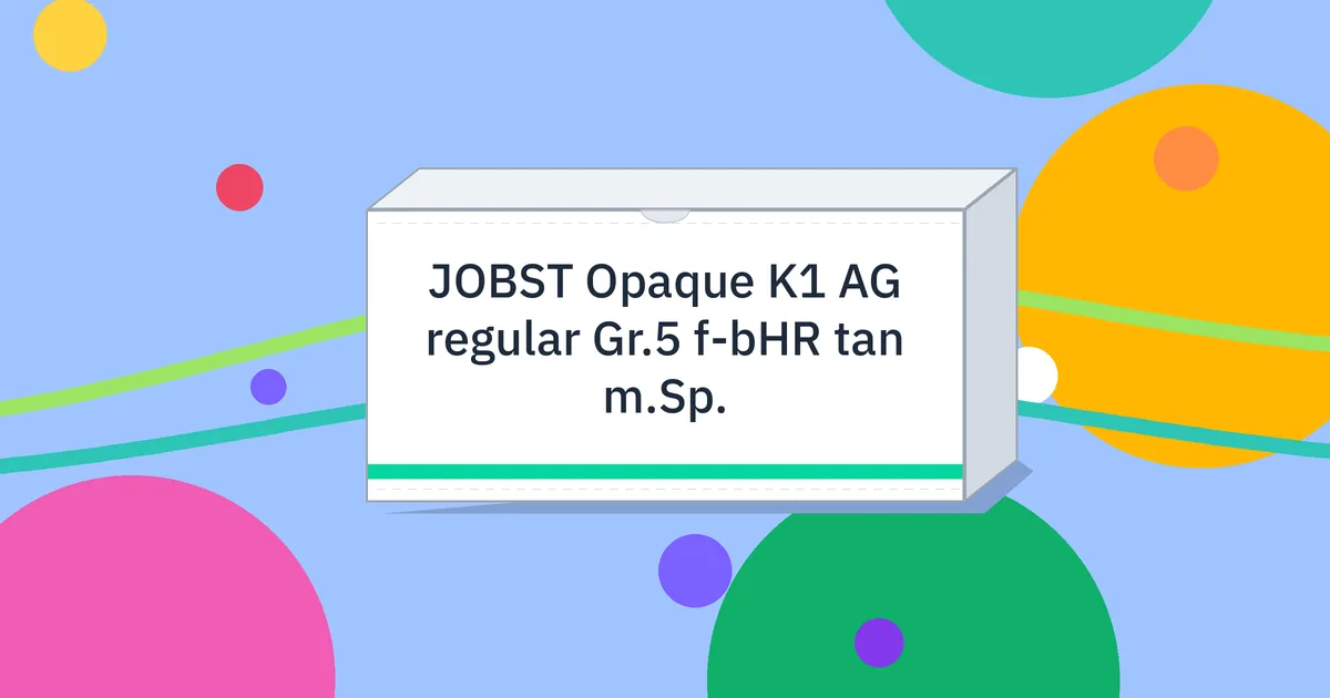 Symbolbild: Packung mit der Aufschrift JOBST Opaque K1 AG regular Gr.5 f-bHR tan m.Sp. (PZN 16266119) – Verfügbarkeit und Bezug in Apotheken in Frankfurt am Main