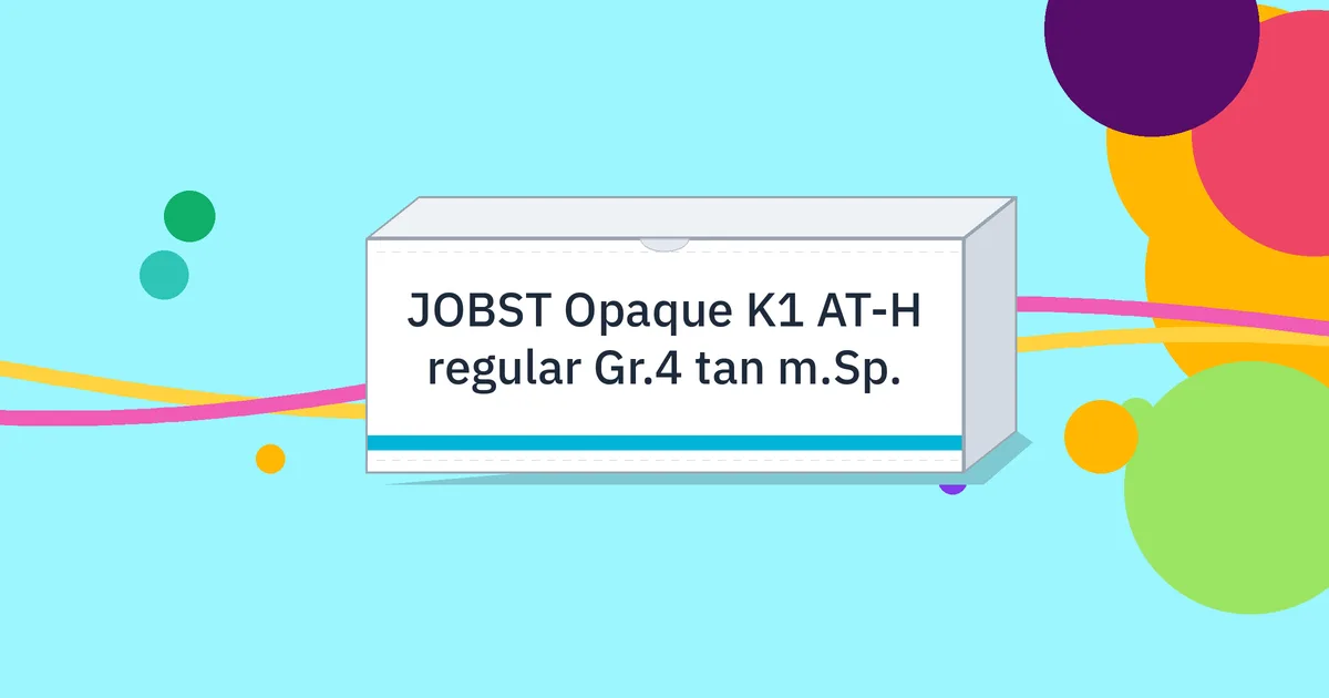 Symbolbild: Packung mit der Aufschrift JOBST Opaque K1 AT-H regular Gr.4 tan m.Sp. (PZN 16275199) – Verfügbarkeit und Bezug in Apotheken in Frankfurt am Main