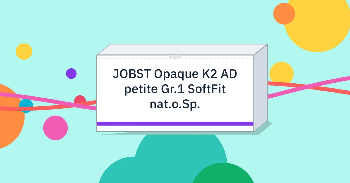 Symbolbild: Packung mit der Aufschrift JOBST Opaque K2 AD petite Gr.1 SoftFit nat.o.Sp. (PZN 11250384) – Verfügbarkeit und Bezug in Apotheken in Frankfurt am Main
