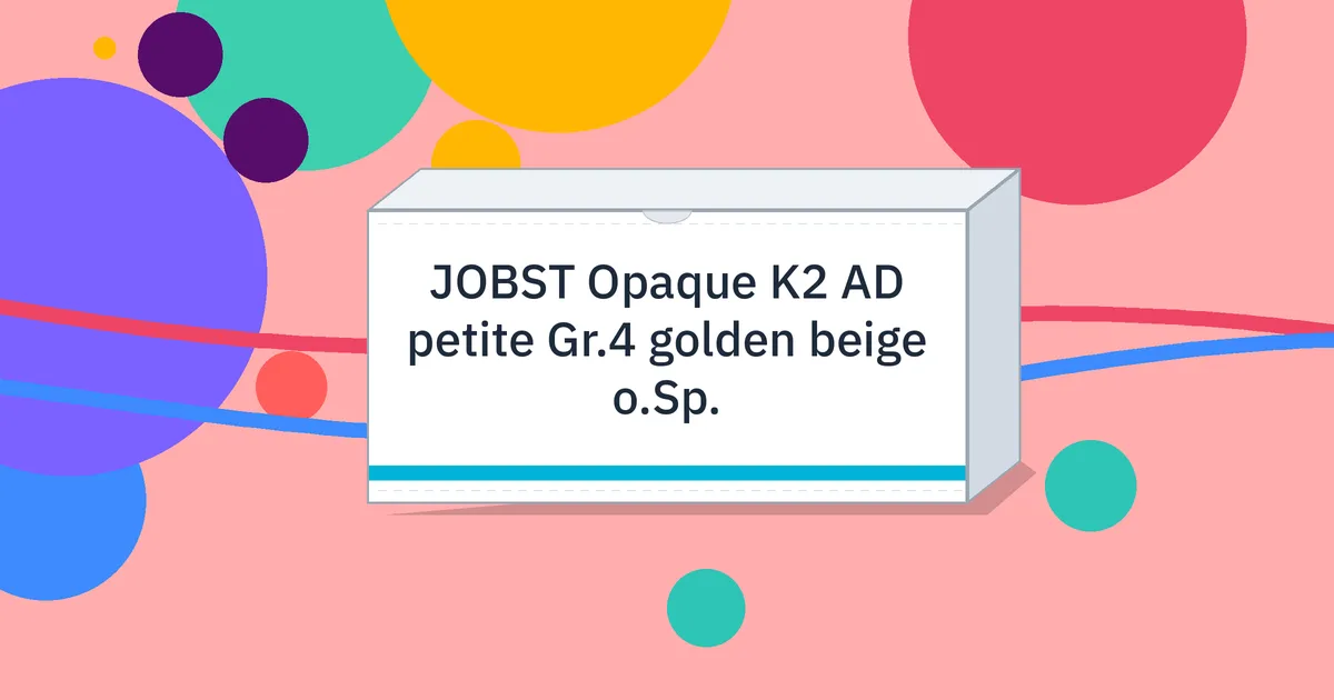 Symbolbild: Packung mit der Aufschrift JOBST Opaque K2 AD petite Gr.4 golden beige o.Sp. (PZN 16278536) – Verfügbarkeit und Bezug in Apotheken in Frankfurt am Main