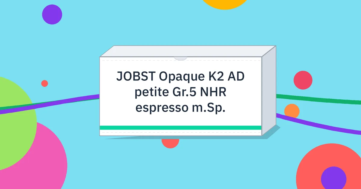 Symbolbild: Packung mit der Aufschrift JOBST Opaque K2 AD petite Gr.5 NHR espresso m.Sp. (PZN 16279263) – Verfügbarkeit und Bezug in Apotheken in Frankfurt am Main