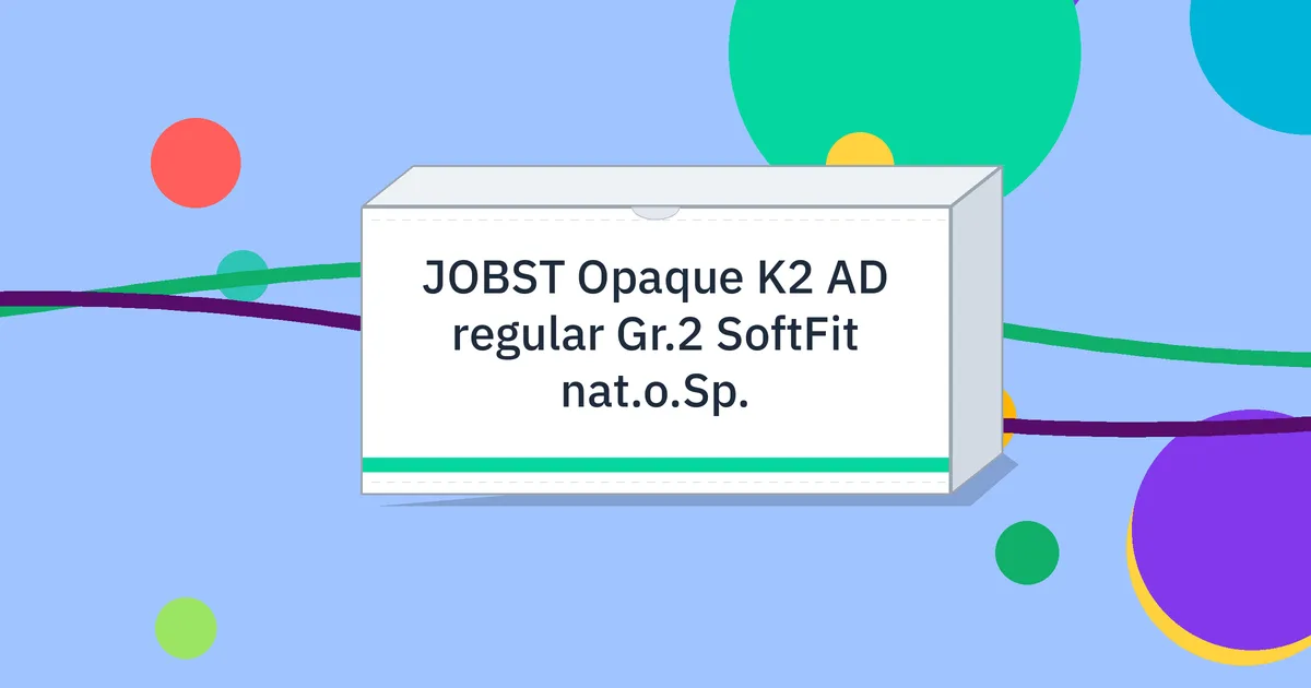 Symbolbild: Packung mit der Aufschrift JOBST Opaque K2 AD regular Gr.2 SoftFit nat.o.Sp. (PZN 11249949) – Verfügbarkeit und Bezug in Apotheken in Frankfurt am Main